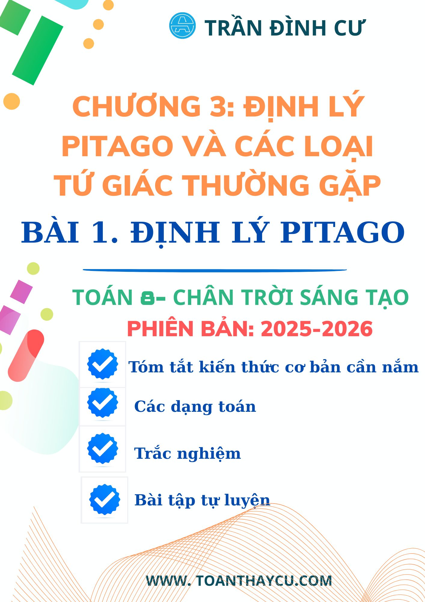 CHƯƠNG 3– BÀI 1: ĐỊNH LÝ PITAGO_TOÁN 8_CTST - ToanthayCu.Com